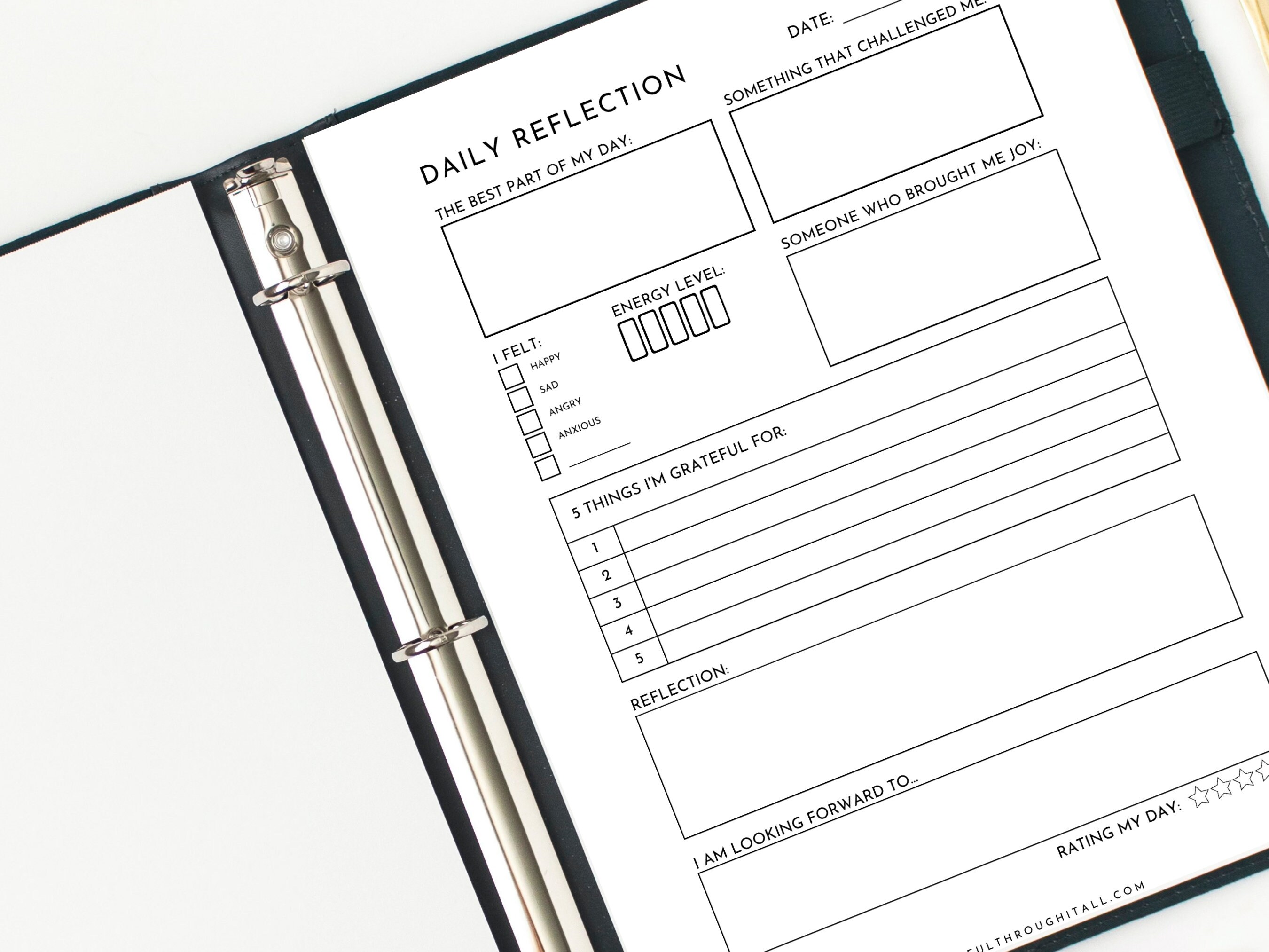 Daily Review Printable, Daily Reflection Planner, Daily Check In, Daily ...