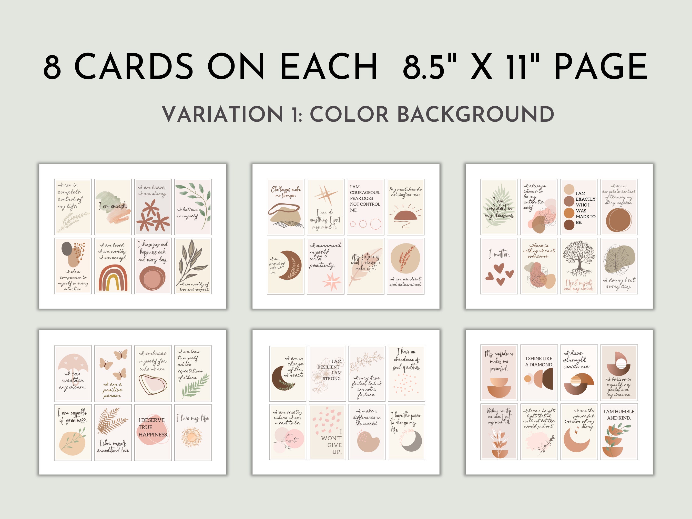 Self Love Positive Affirmation Cards, Boho Affirmation Cards, BOHO ...