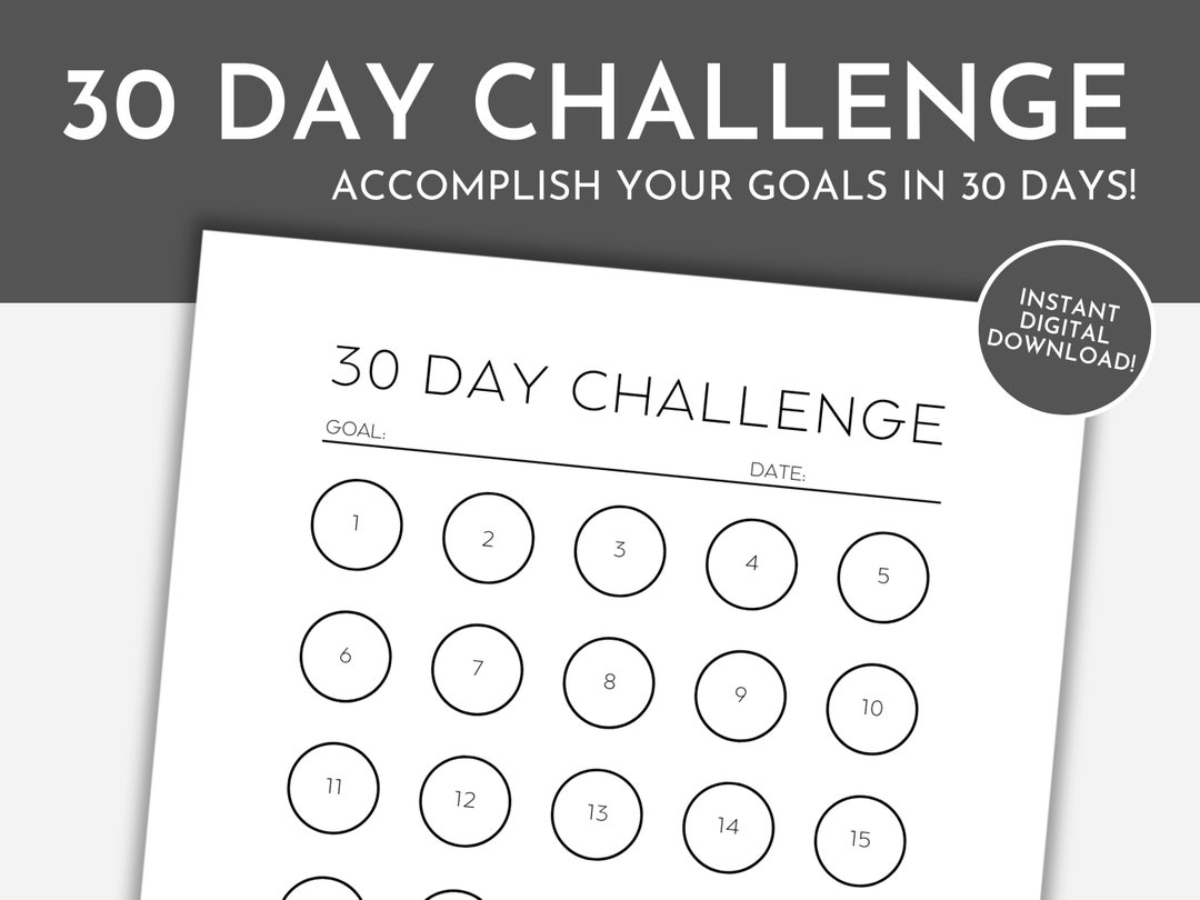 30 Day Challenge, Goal Setting, Progress Tracker, 30 Day Challenge ...