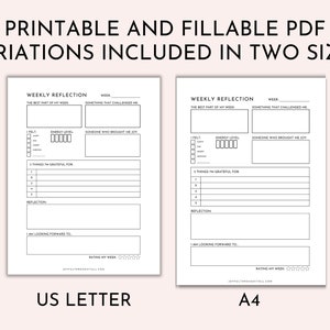 Weekly Reflection, Weekly Review, Weekly Check in Printable, Weekly ...