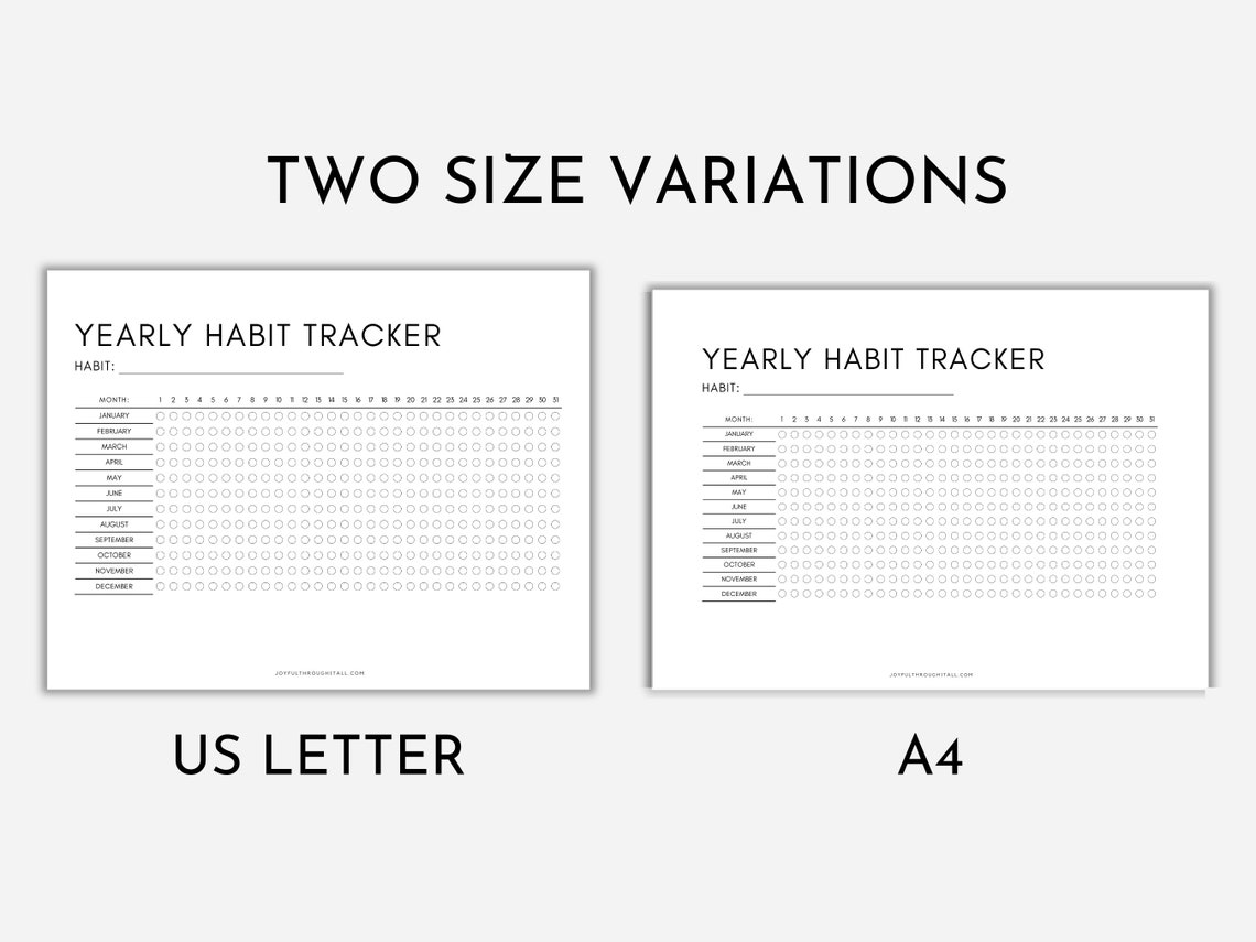 Yearly Habit Tracker Printable Habit Tracker Template - Etsy
