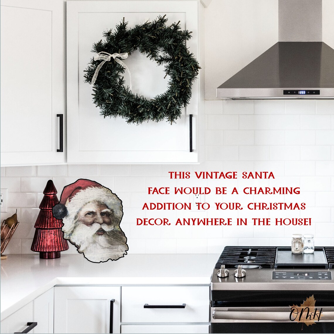 Vintage Santa Face Sign - Santa Face Sign Printable - Santa Sign Art ...