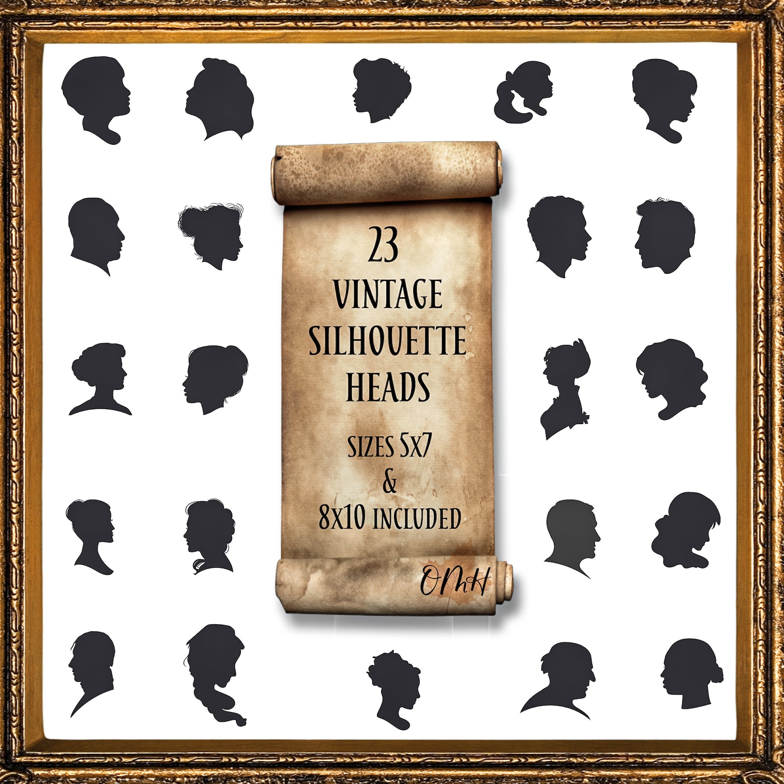 Vintage Silhouette Art / Silhouette Art Bundle / Printable Silhouette ...