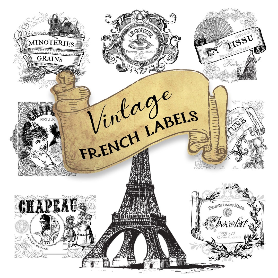 French Transfer Labels - Vintage Shop Keeper Labels - French Stamps ...