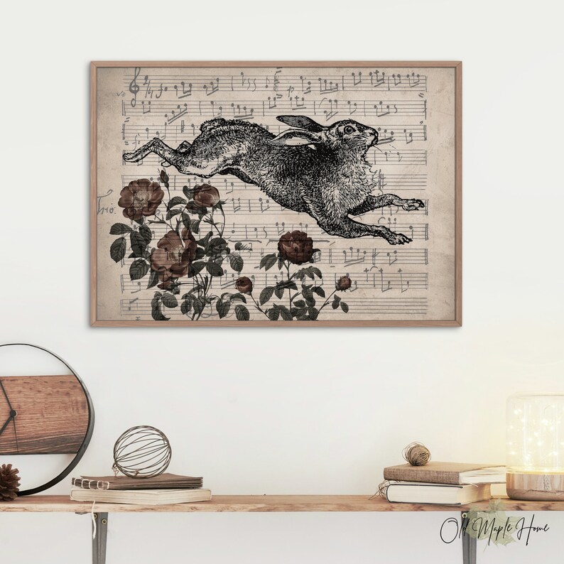 Vintage Rabbit Print Art - Vintage Hare Art - Vintage Easter Wall Art ...
