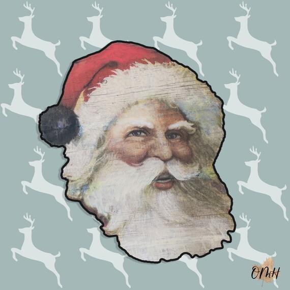 Vintage Santa Face Sign Santa Face Sign Printable Santa - Etsy