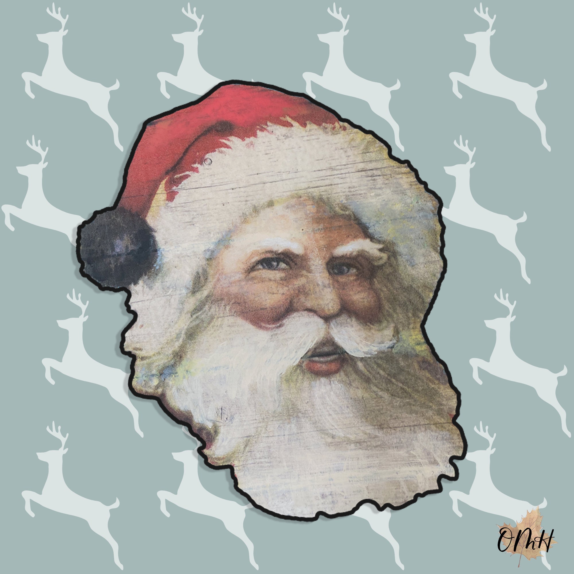 Vintage Santa Face Sign - Santa Face Sign Printable - Santa Sign Art ...