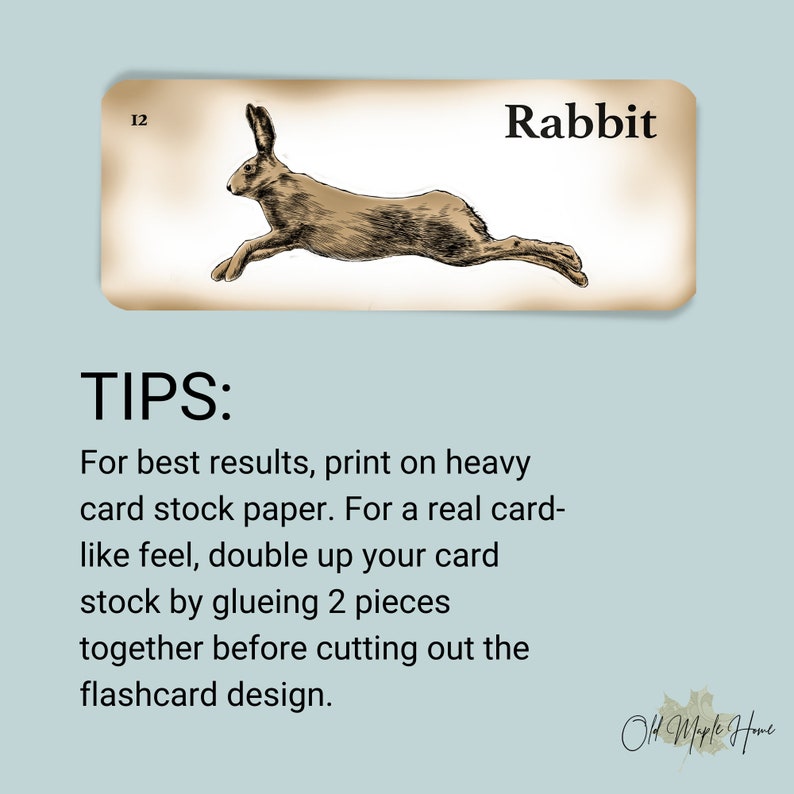 Vintage Rabbit Flash Card / Flashcard Rabbit Printable / Vintage Easter ...