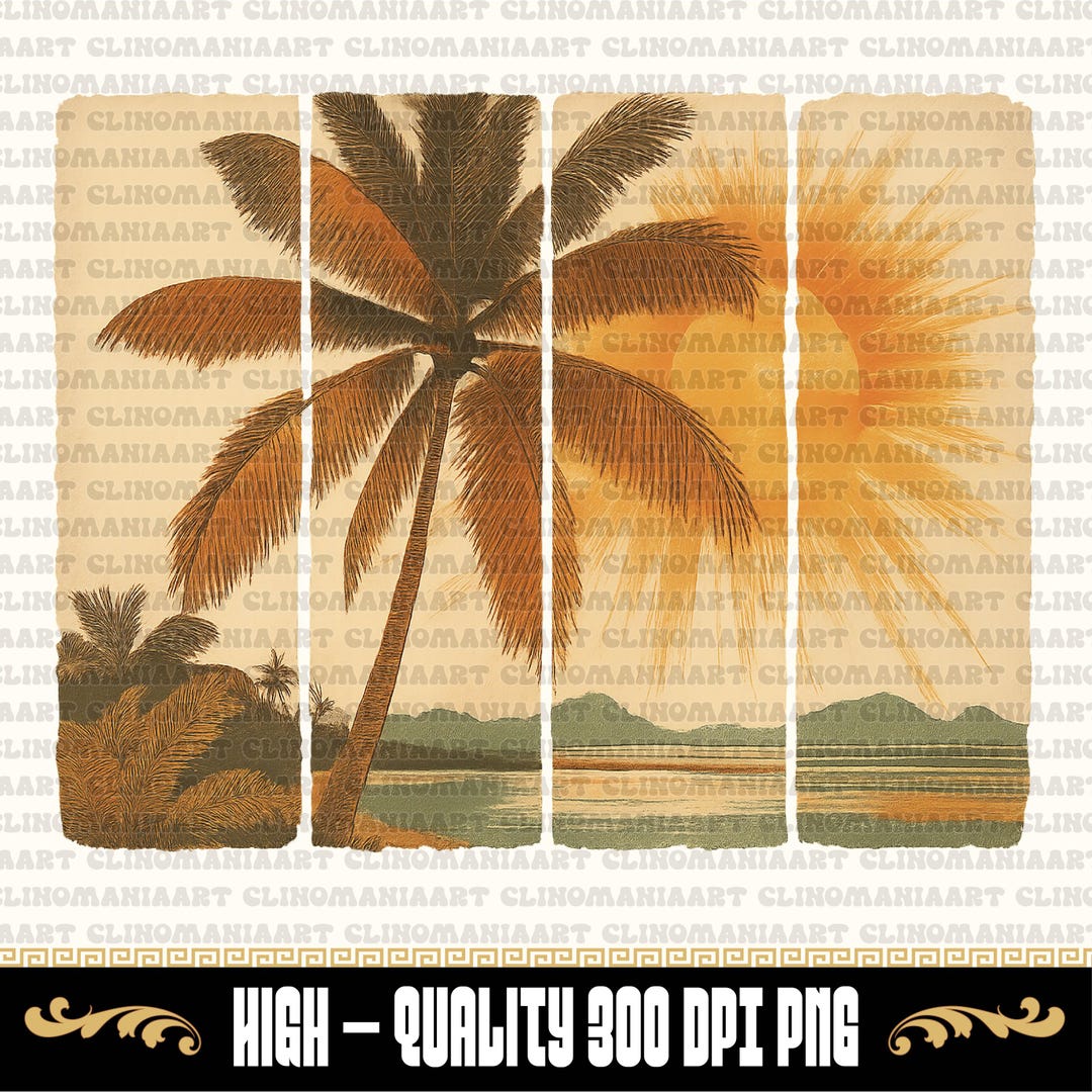 Vintage Sunset PNG: Retro Palm Tree Design (digital Download) - Etsy