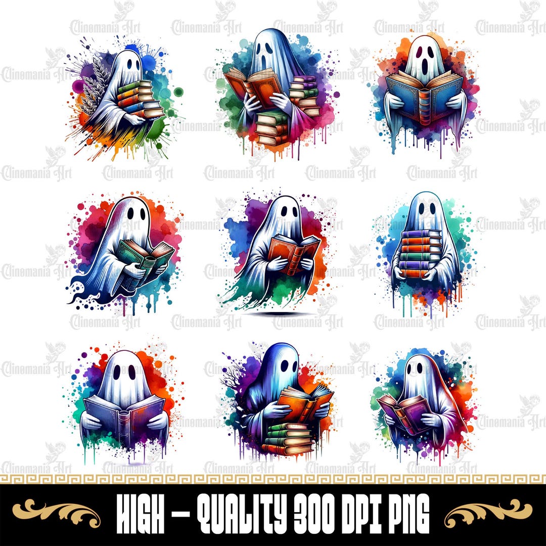 Bookish Ghost Png, Cute Ghost Book Png, Funny Book Lover Png, Spooky ...