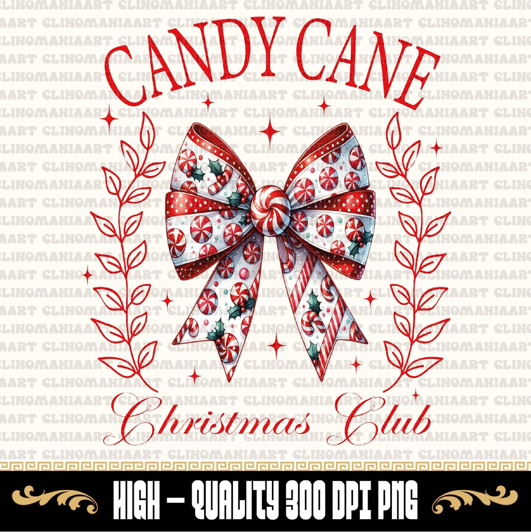 Candy Cane Christmas Club Png, Candy Cane Bow, Christmas Coquette Bow ...