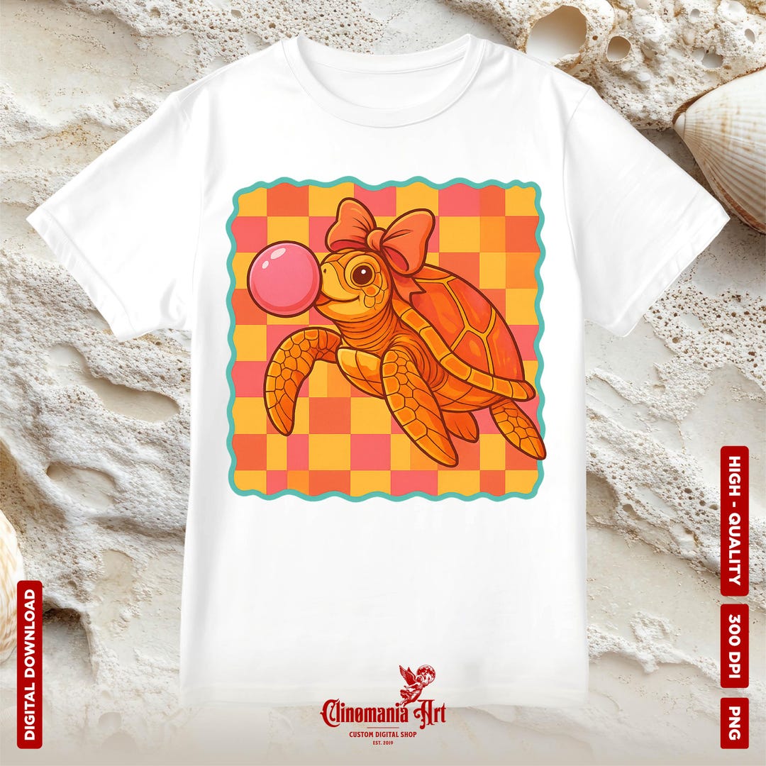 Sea Turtle Summer Png, Retro Summer Png, Funny Summer Png, Brushstroke ...