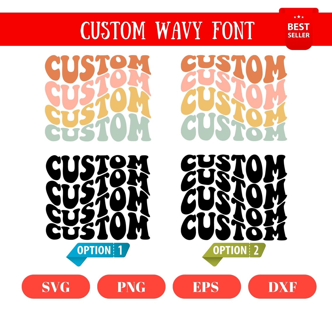 Custom Wavy Letters Svg Png Custom Order Svg Wavy Stacked - Etsy