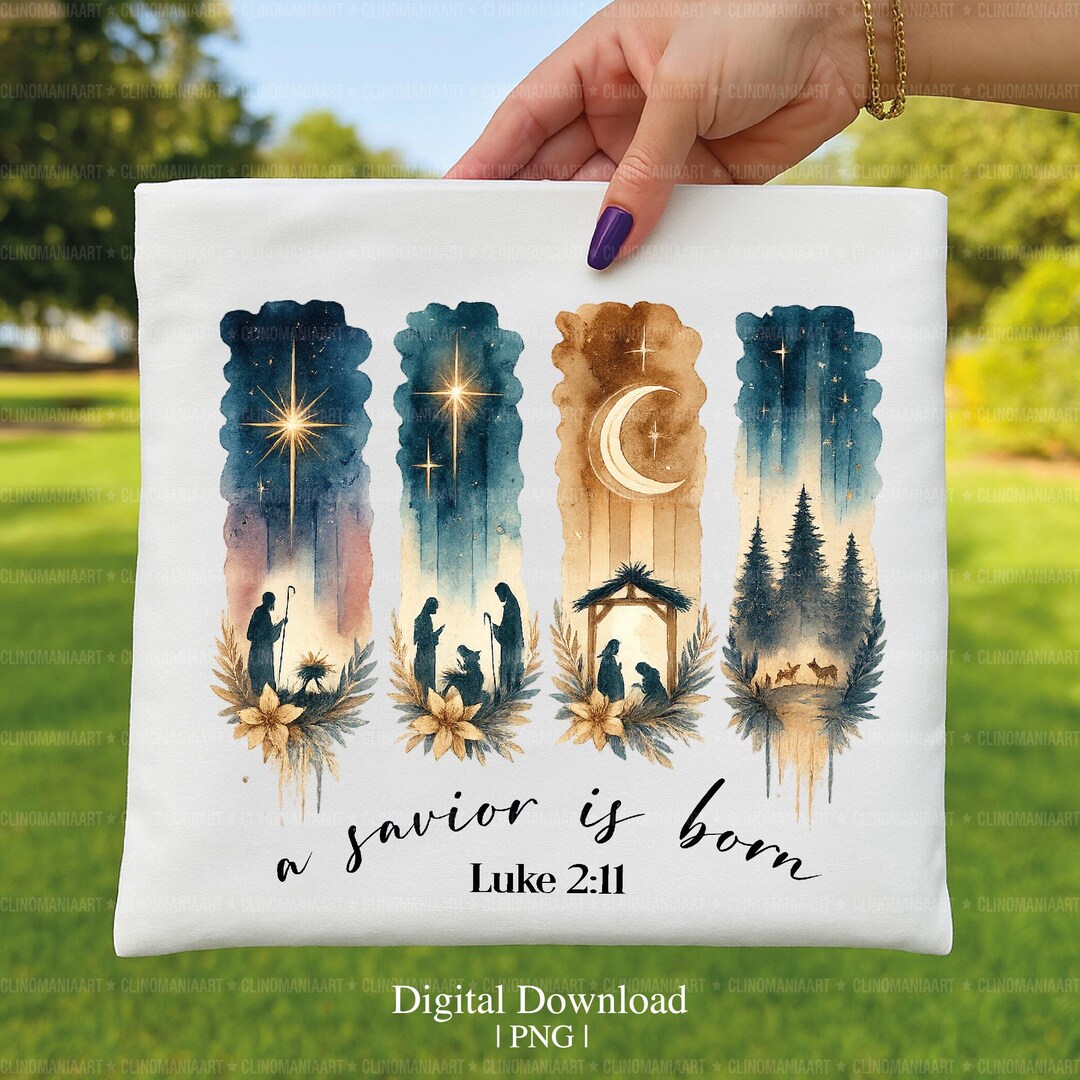A Savior is Born Png, Jesus Birth Png, Boho Nativity Png, Christmas ...