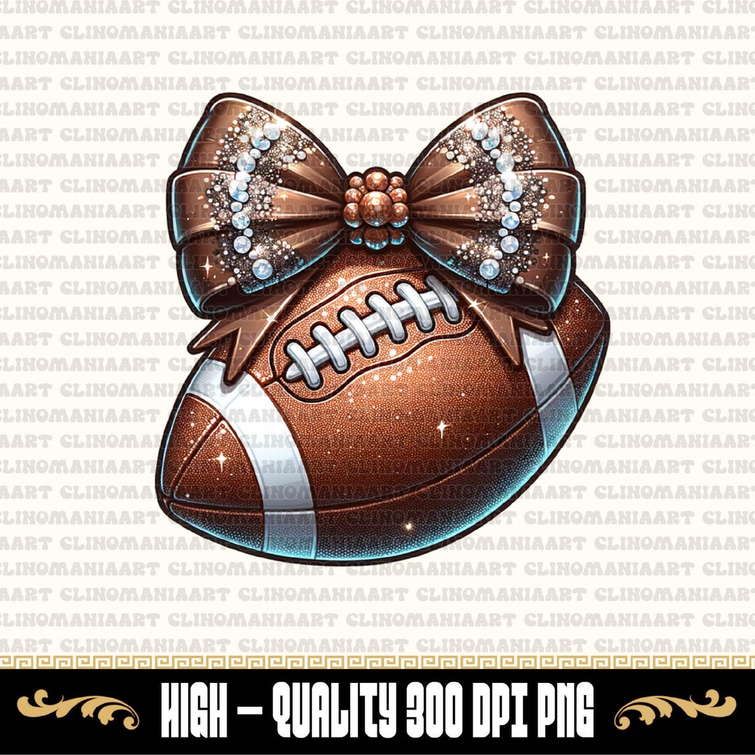 Coquette Football Png, Sparkly Football Png, Retro Football Bow Png ...