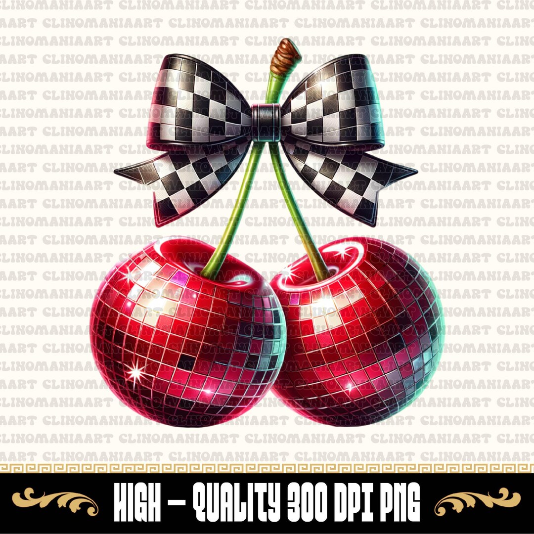 Cherry Coquette Png, Trendy Checkered Bow Png, Checker Cherries Png ...