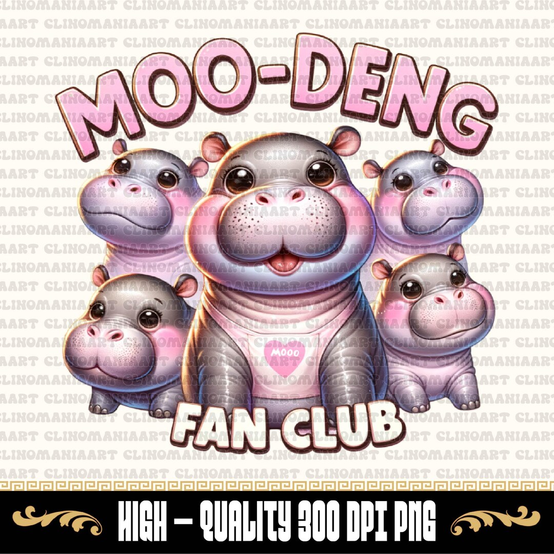 Funny Baby Hippo Png, Moo Deng Fan Club Png, Cute Baby Hippo Png ...