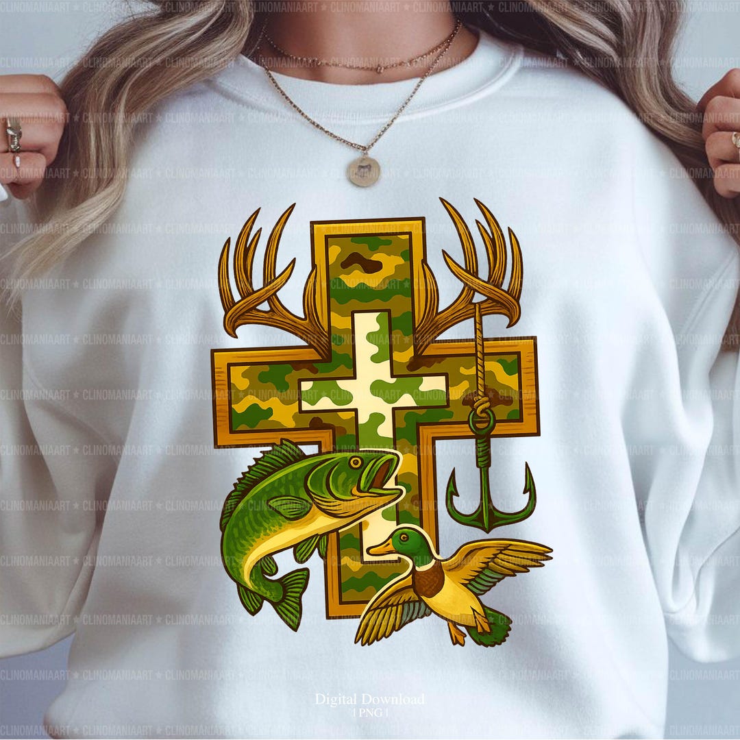 Faith Fishing Hunting Png, Camo Cross Png, Hunting Season Png ...