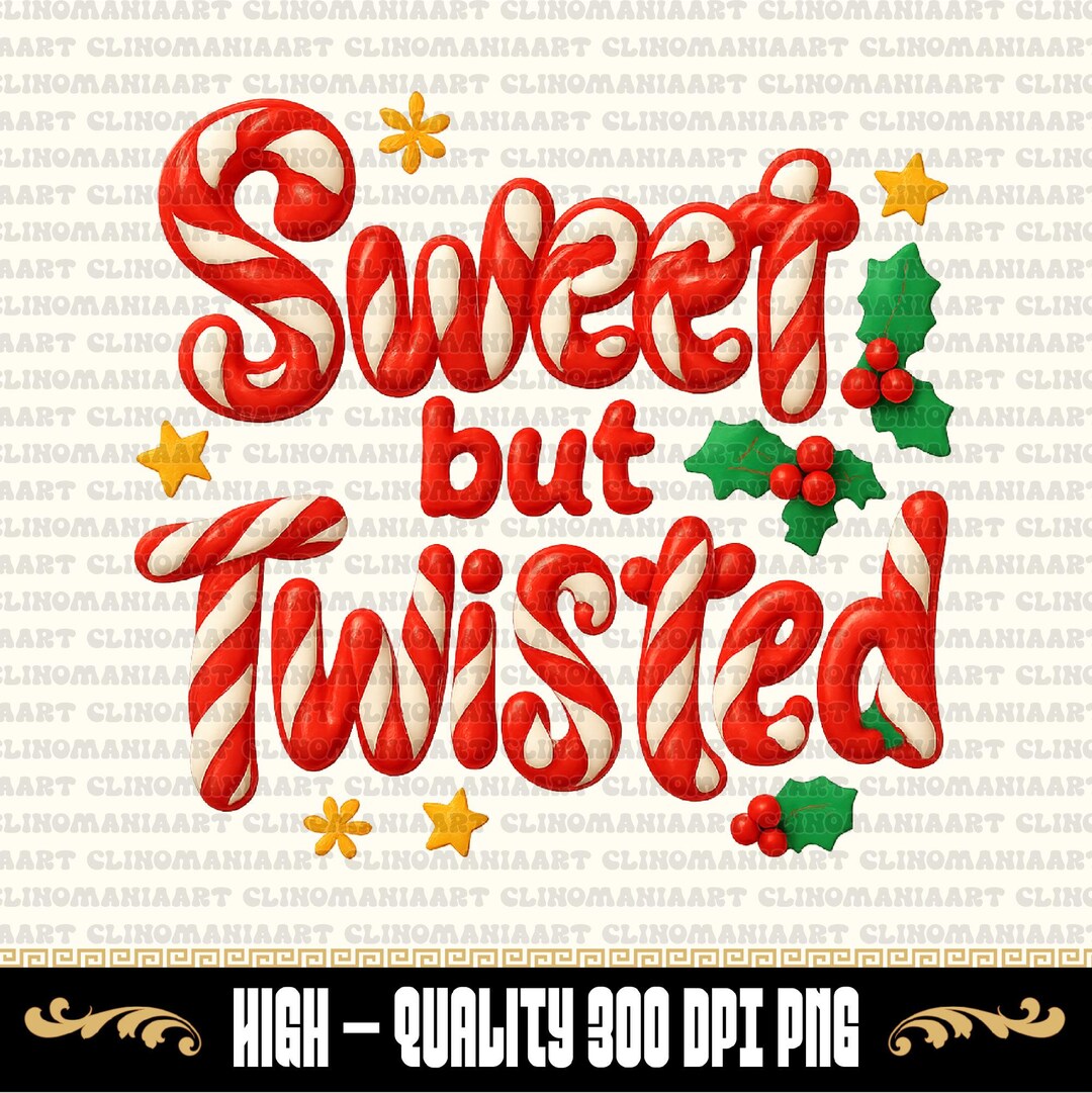 Sweet but Twisted Candy Cane Png, Preppy Christmas Candy Cane Png, Red ...