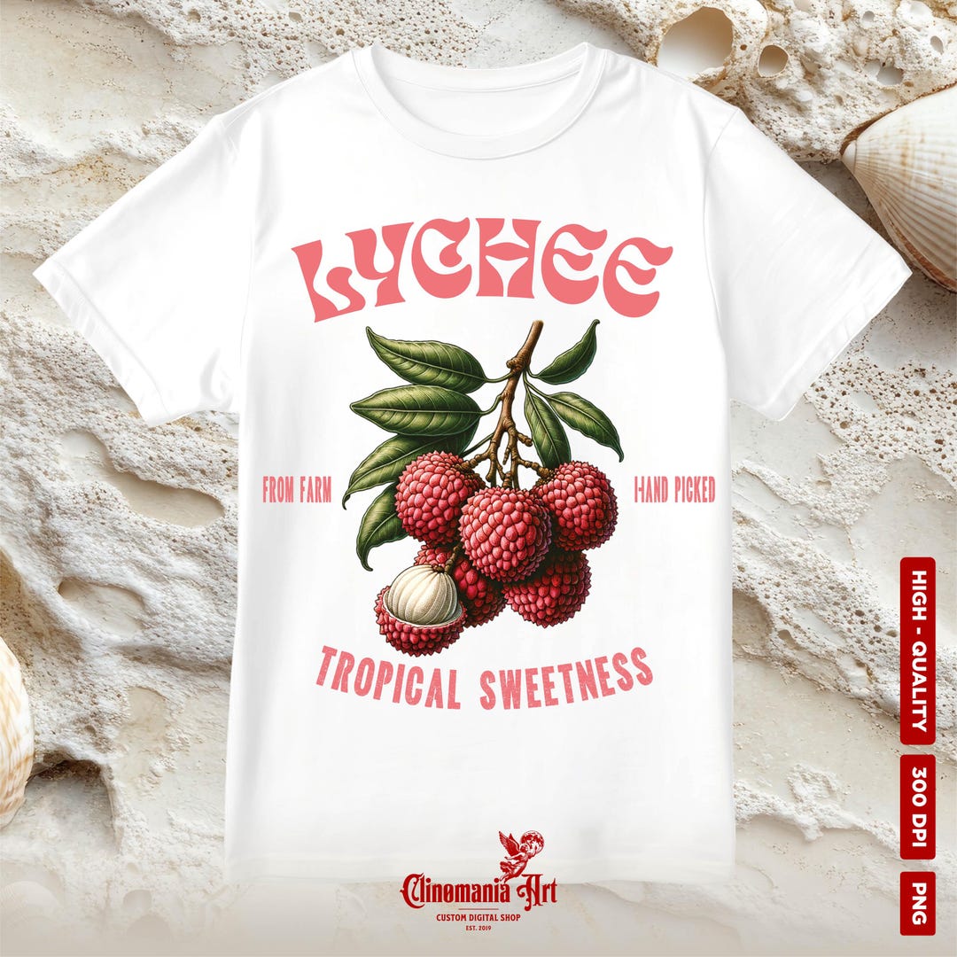 Lychee T Shirt Png, Exotic Fruit Lover Png, Vintages Lychee Png ...