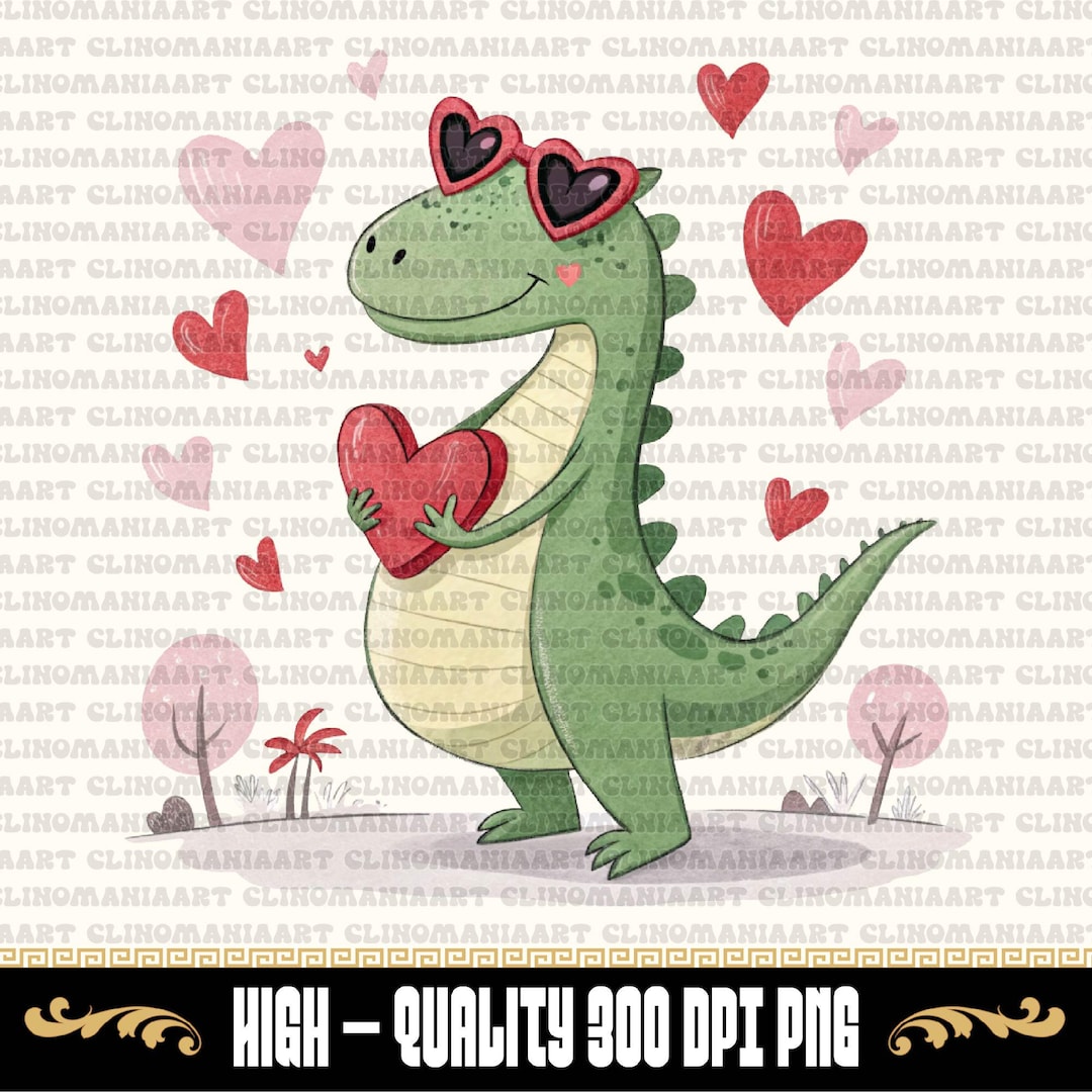 Valentine's Day Dinosaur Png, Toddler Valentine Png, Dinosaur Love Png ...