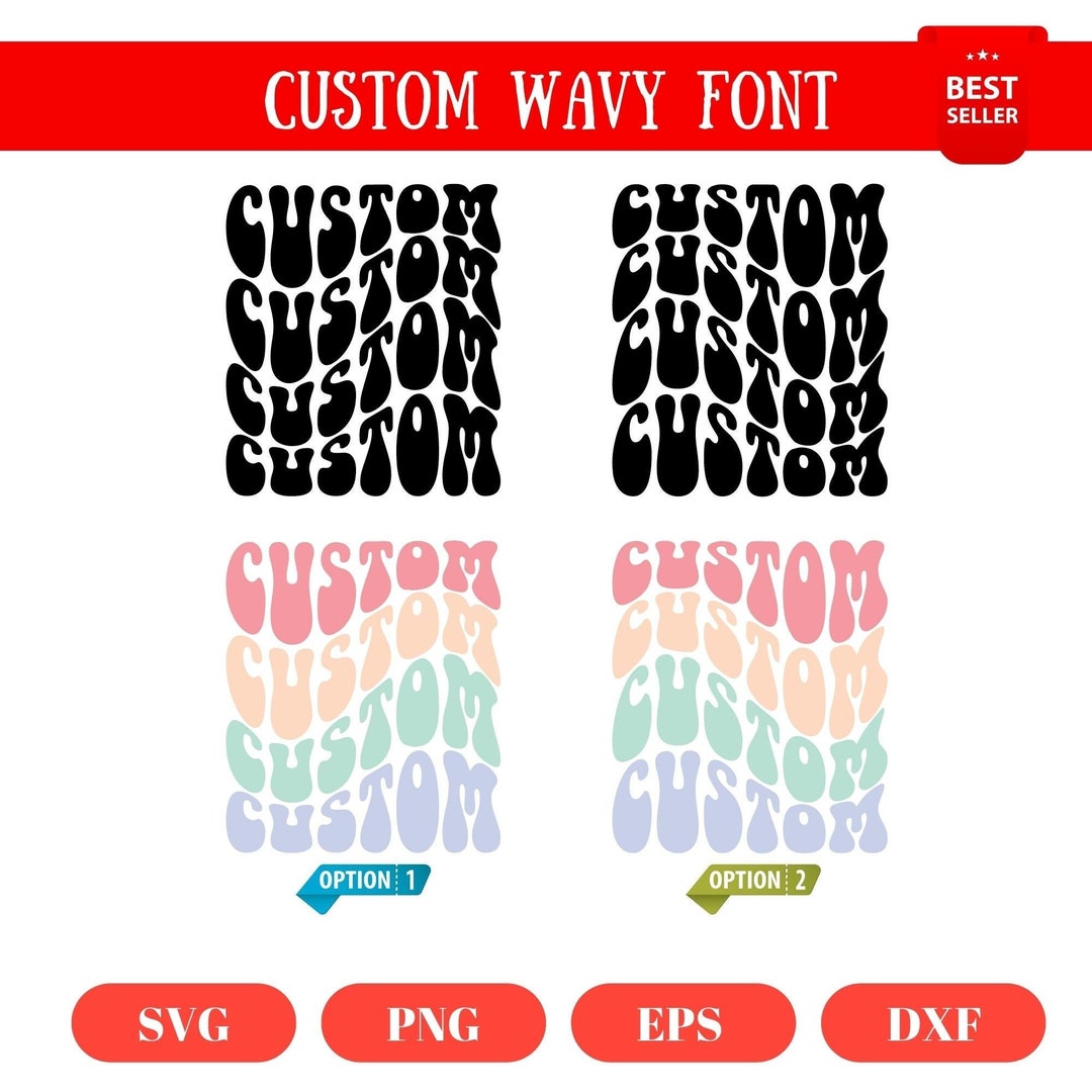 Custom Wavy Letters Svg Png, Custom Order Svg, Wavy Stacked Svg ...