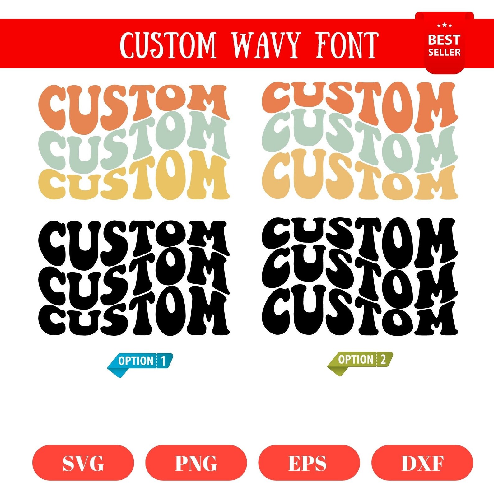 Custom Wavy Letters Svg Png, Custom Order Svg, Wavy Stacked Svg ...