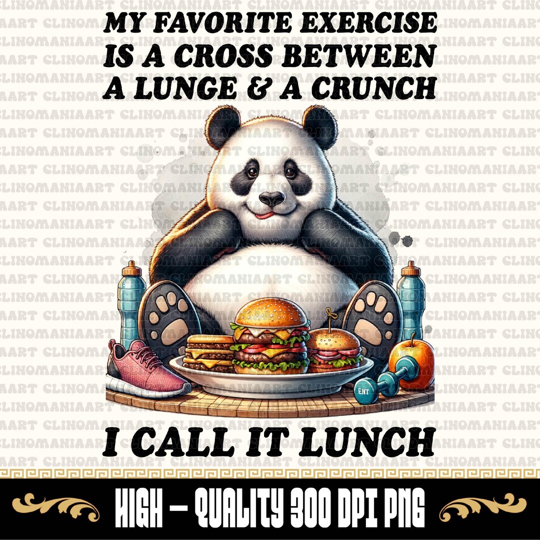 Sarcastic Panda Eating Burgers Digital Design - PNG Instant Download ...