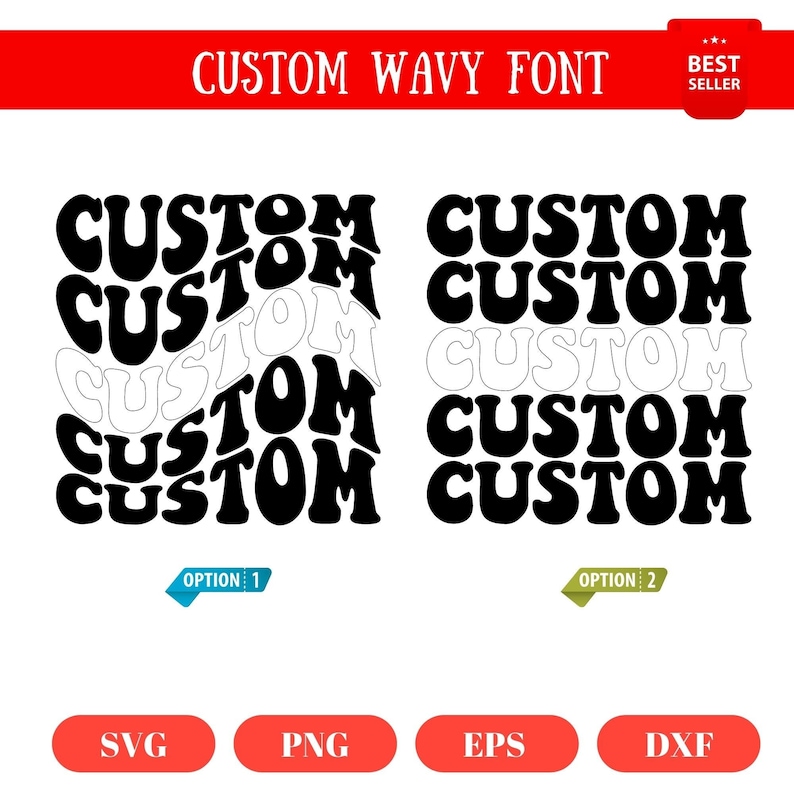Custom Text SVG PNG EPS Dxf Custom Order Svg Wavy Stacked - Etsy