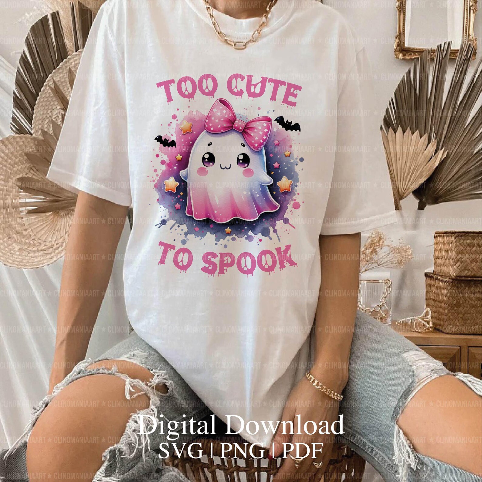 Too Cute to Spook Png, Kids Halloween Png, Funny Halloween Png, Wicked ...