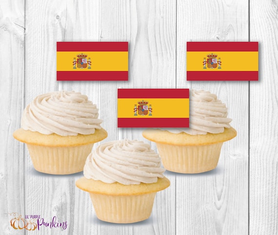 Spain Flag Cupcake Topper Instant Download Digital PDF File - Etsy