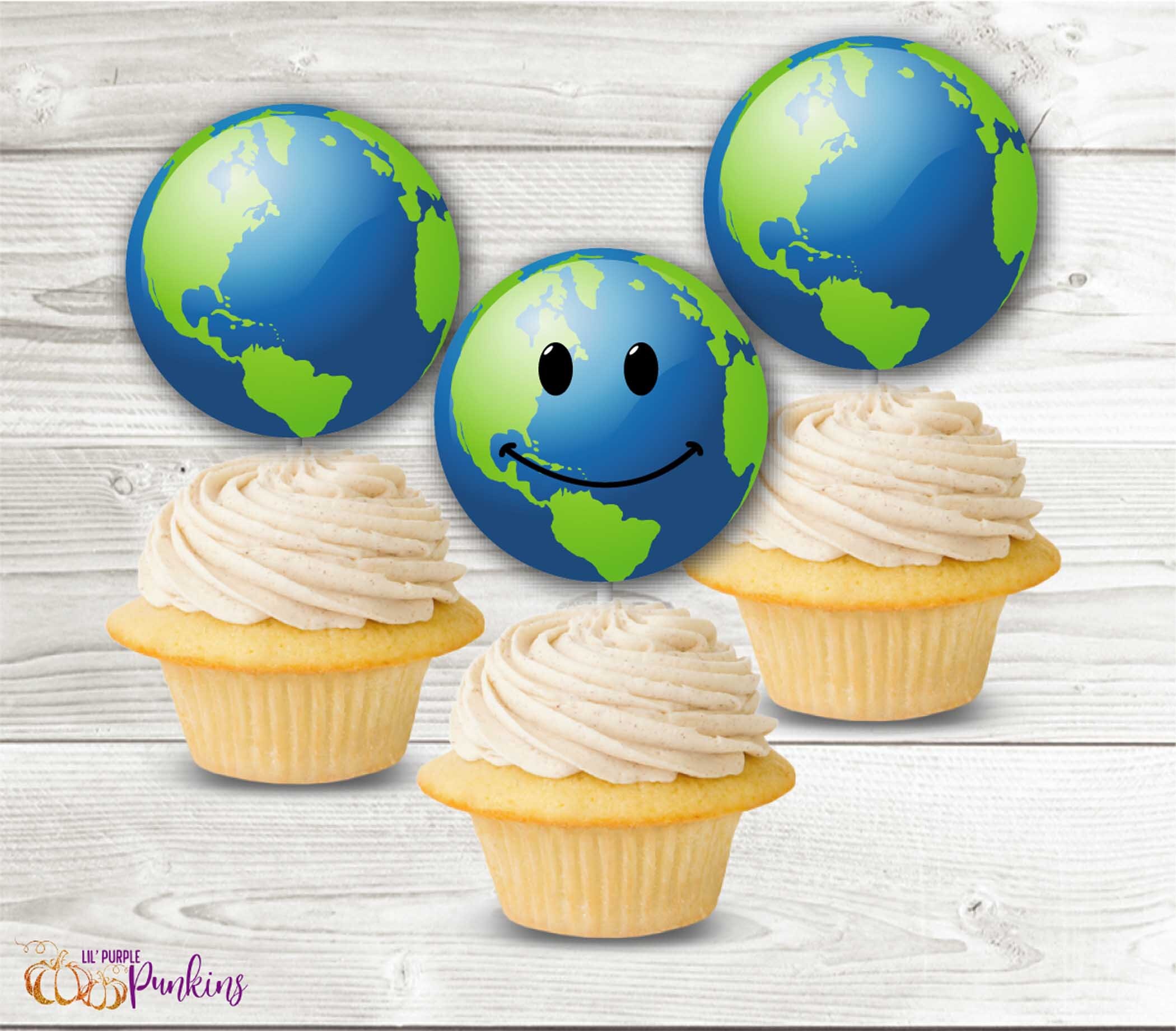 Earth Day Planet Earth Cupcake Toppers Instant Download - Etsy