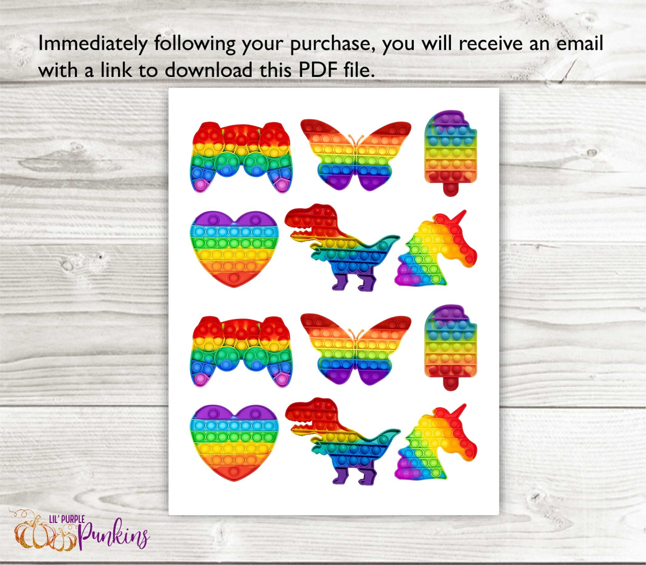 Rainbow Pop-it Fidget Toy Cupcake Topper Instant Download - Etsy