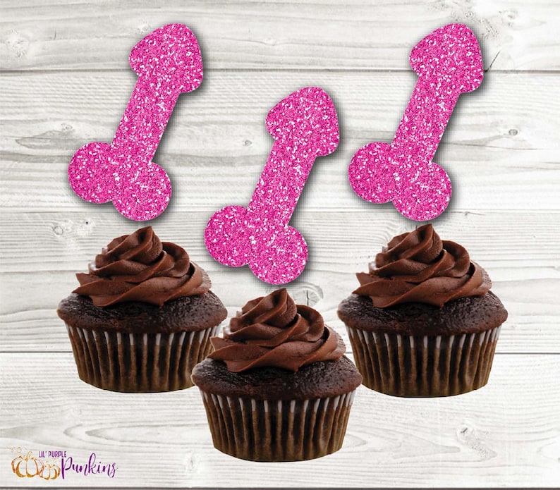Pink Glitter Penis Cupcake Topper, Confetti, Stagette, Stag ...