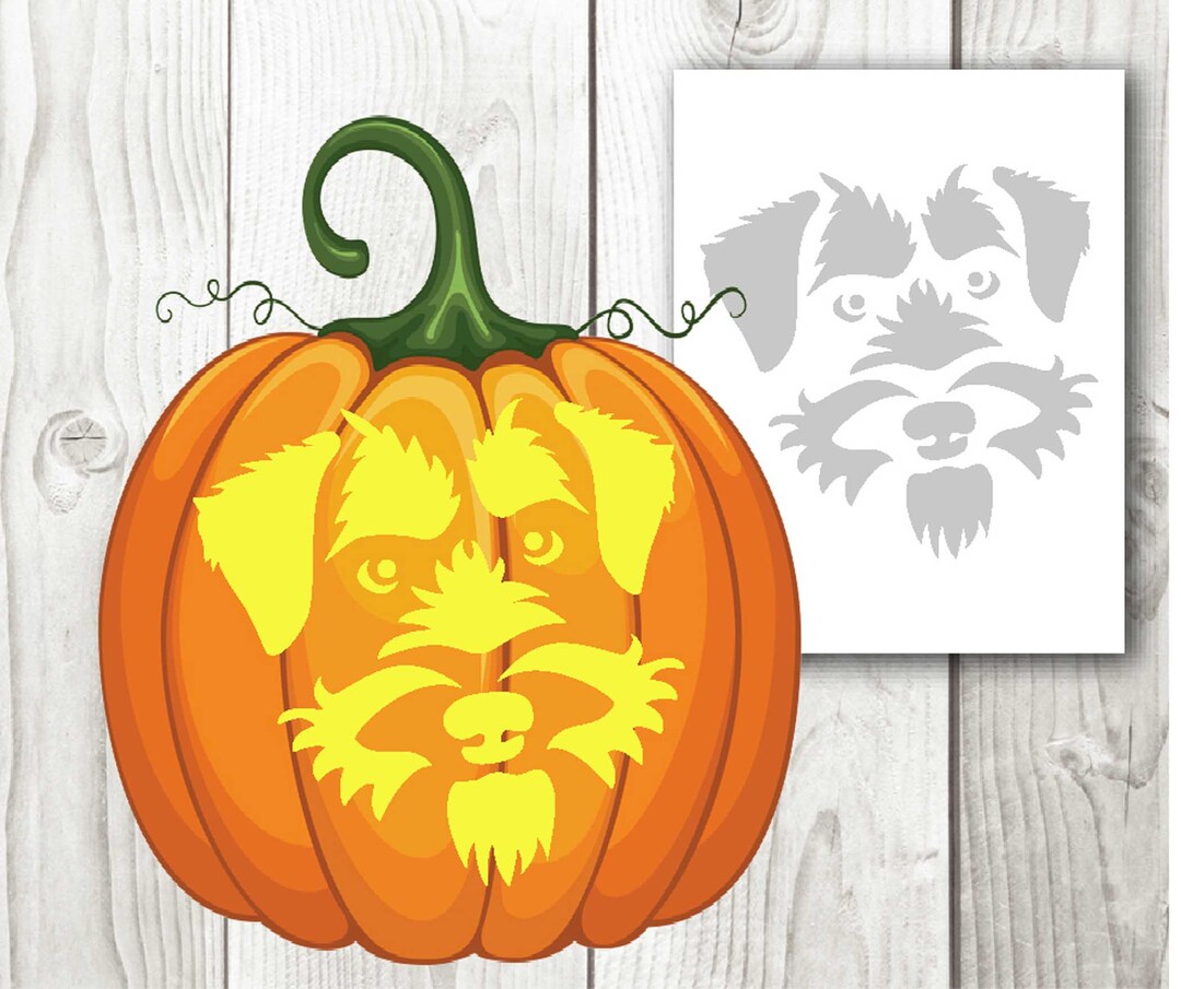 Schnauzer, Halloween Dogs, Pumpkin Carving, Stencil, Templates, Instant ...