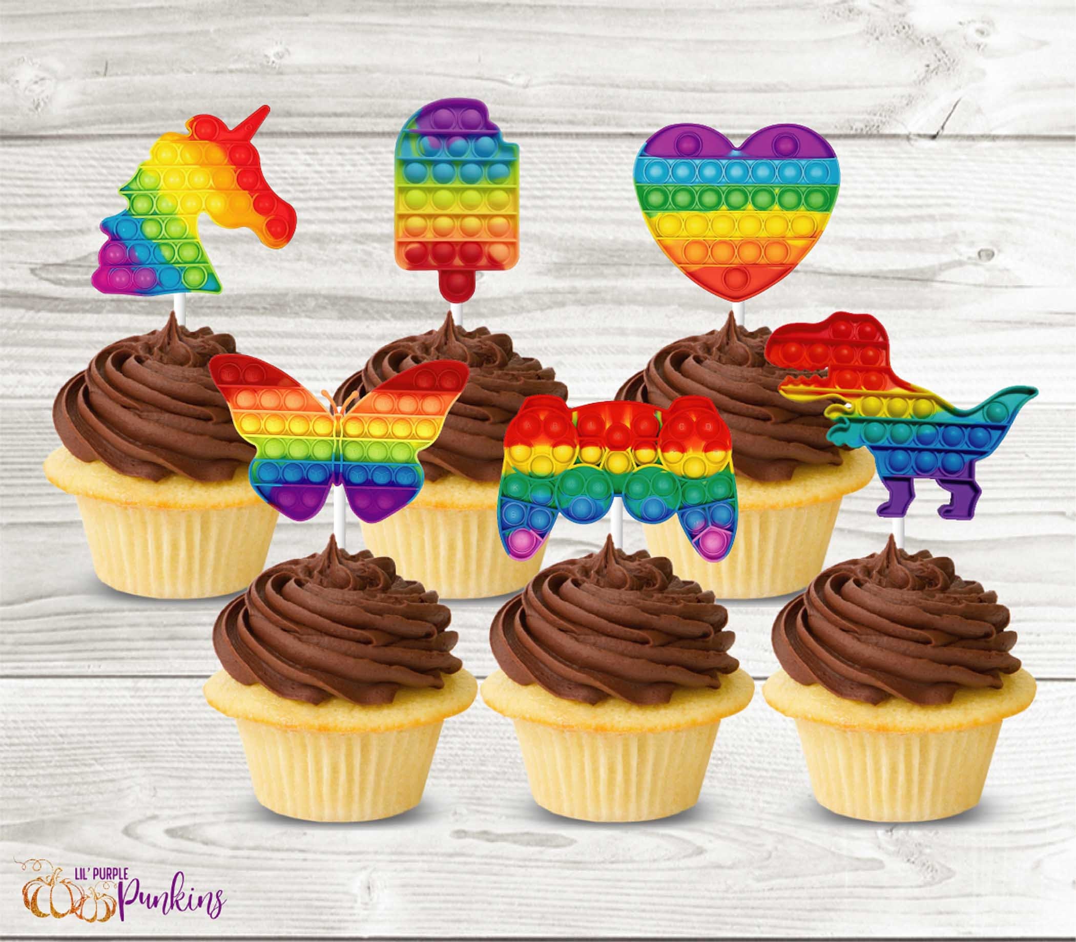 Rainbow Pop-it Fidget Toy Cupcake Topper Instant Download - Etsy