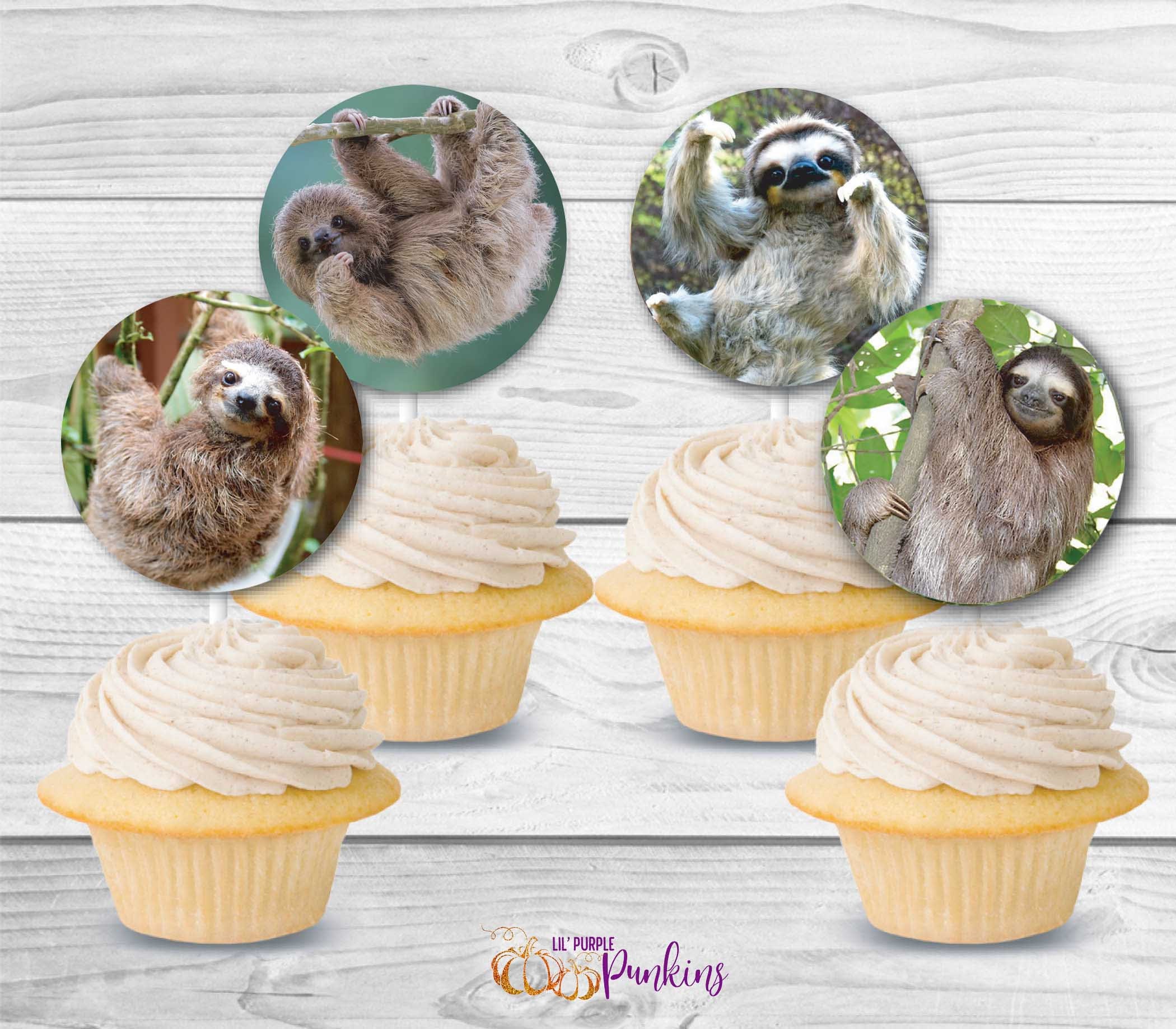 Sloth Cupcake Toppers Instant Download Digital PDF File - Etsy