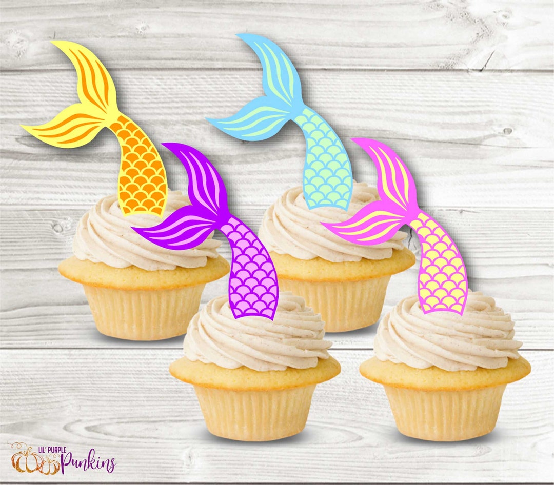 Mermaid Tail Cupcake Toppers, Instant Download, Digital PDF File - Etsy