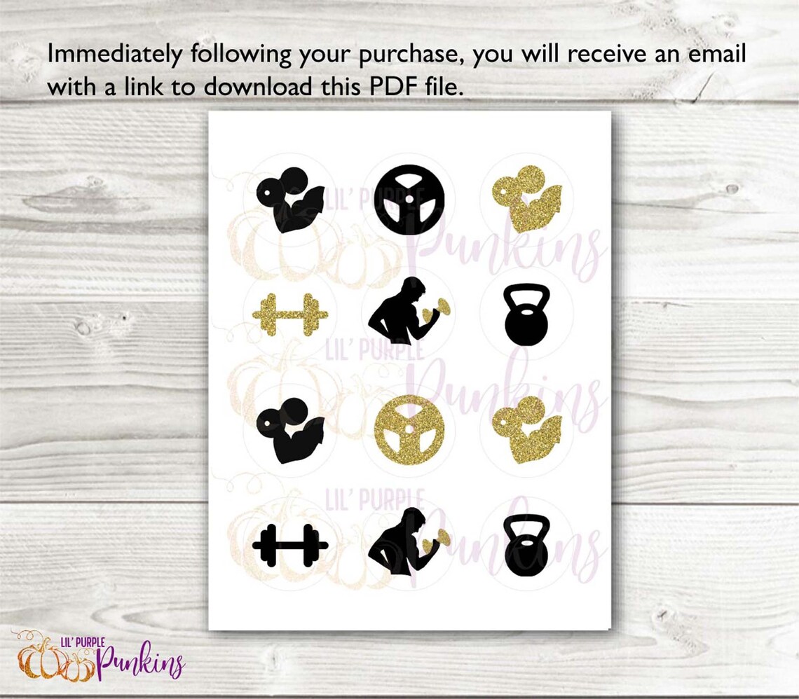 Gym Theme Cupcake Toppers Instant Download Digital PDF File - Etsy