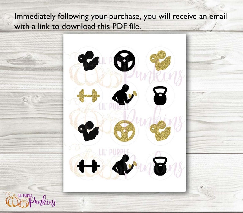 Gym Theme Cupcake Toppers Instant Download Digital PDF File - Etsy