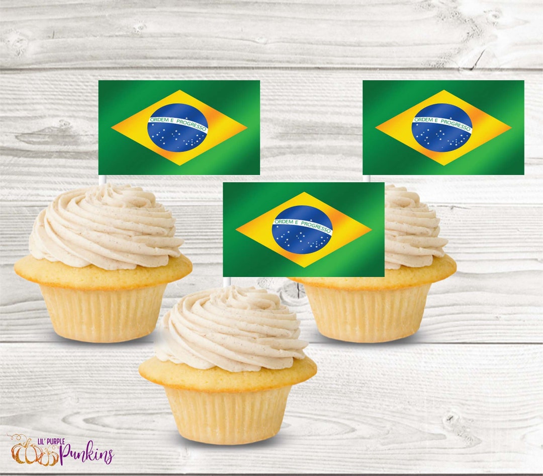 Brazil Flag Cupcake Topper, Instant Download, Digital PDF File - Etsy