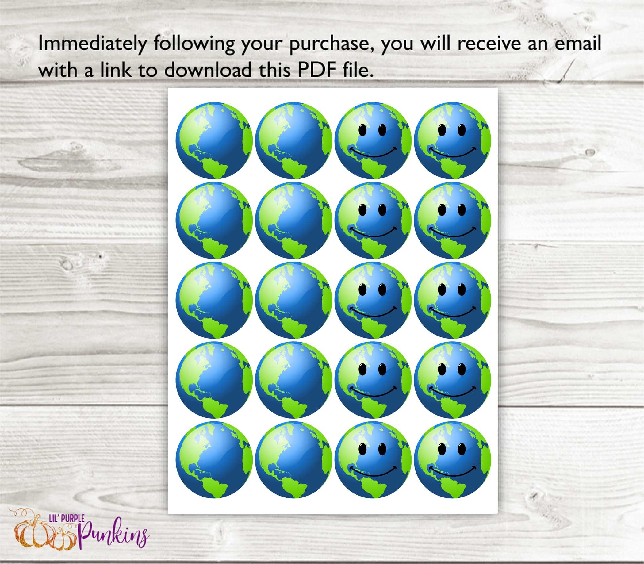 Earth Day Planet Earth Cupcake Toppers Instant Download - Etsy