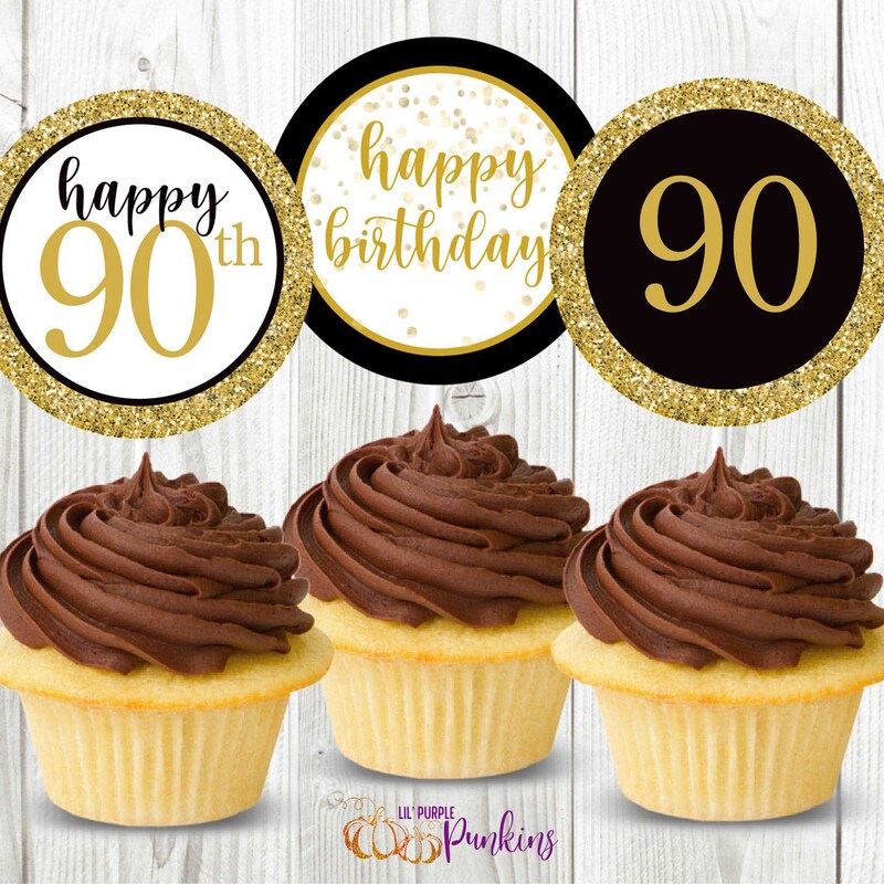 90th Cupcake Toppers - Etsy