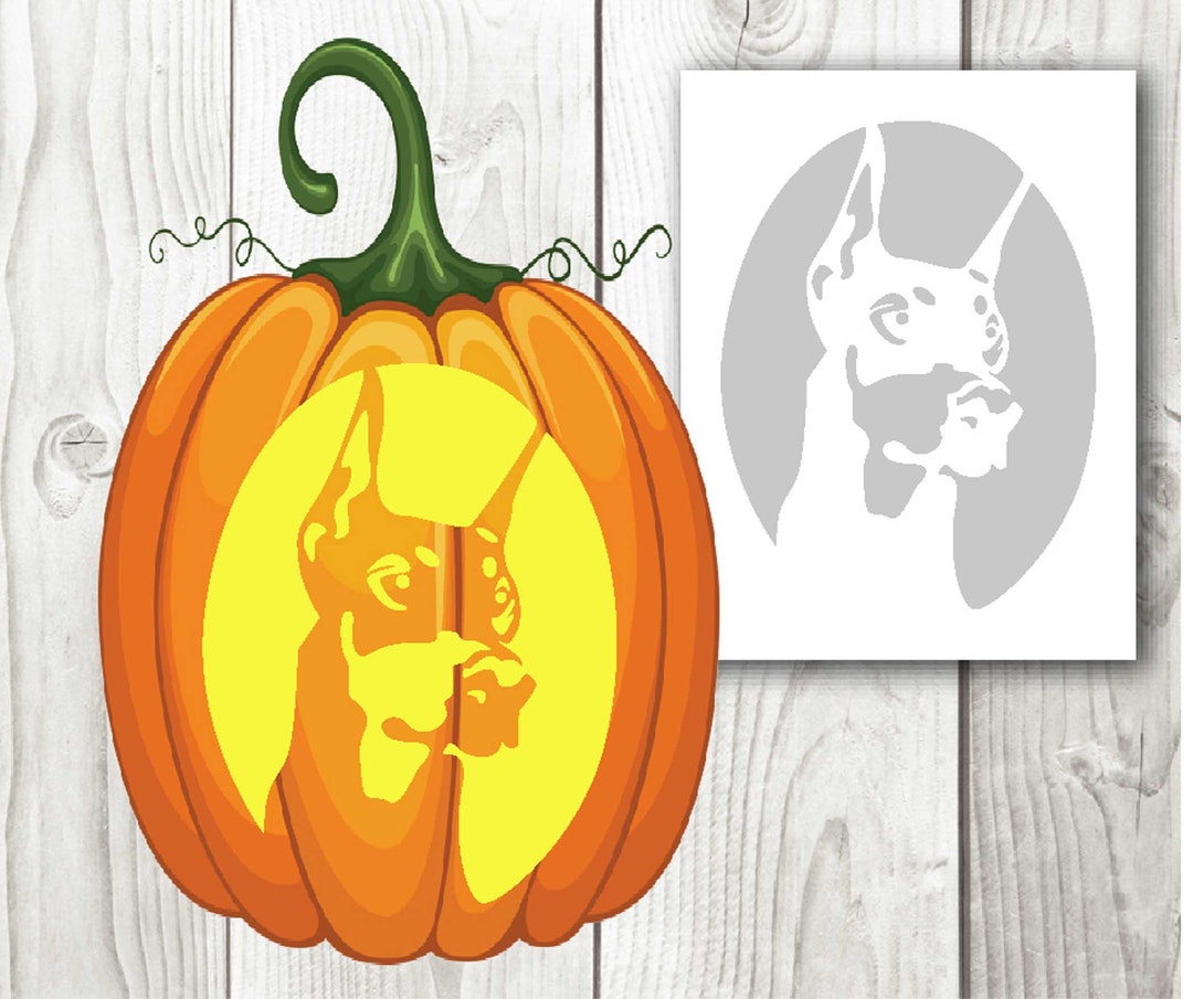 Doberman, Halloween Dogs, Pumpkin Carving, Stencil, Templates, Instant ...