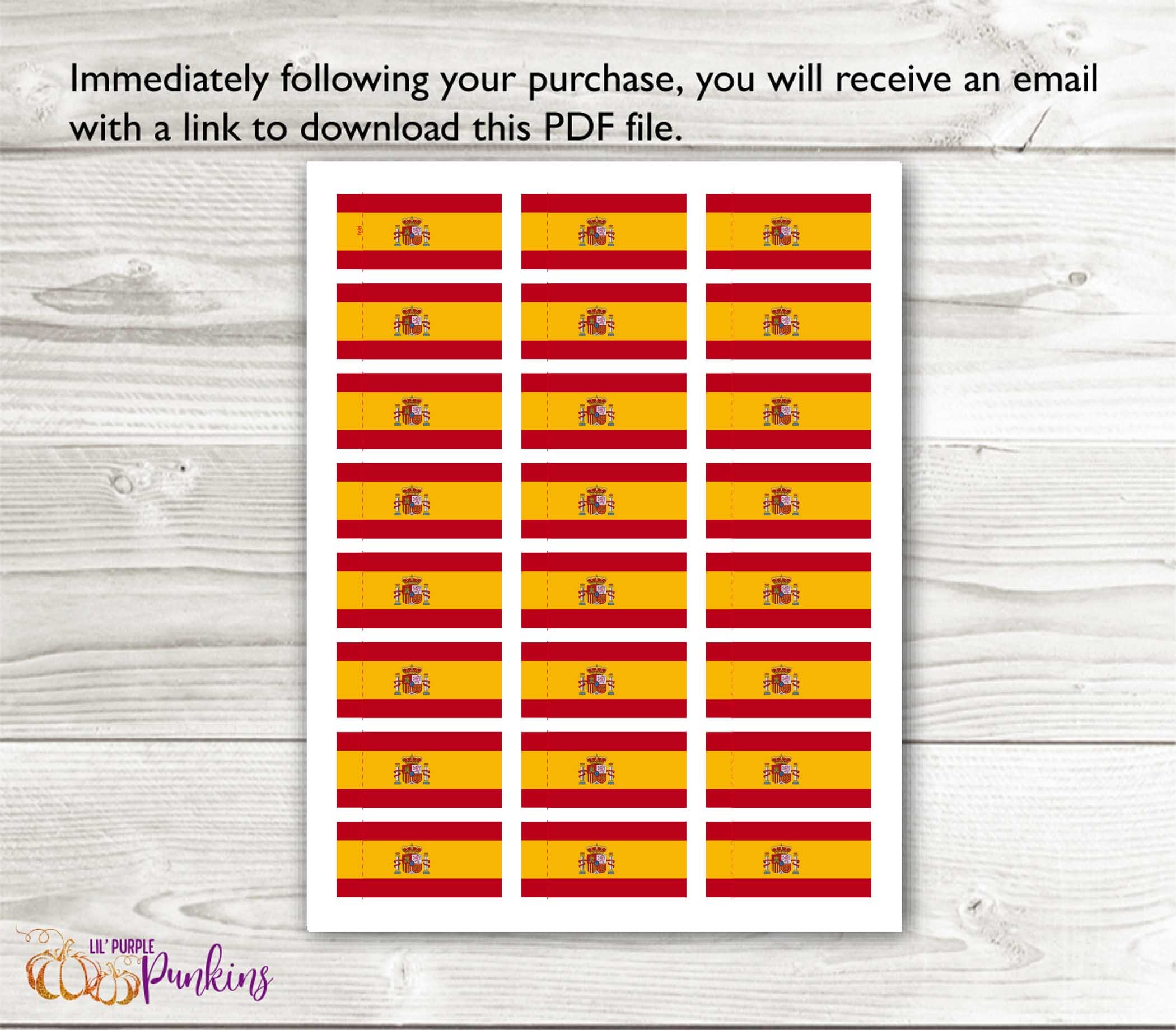 Spain Flag Cupcake Topper Instant Download Digital PDF File - Etsy
