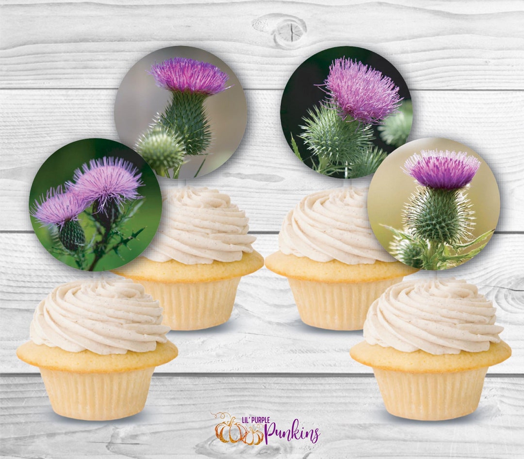 Scottish Thistle Flower Cupcake Toppers, Instant Download, Digital PDF ...