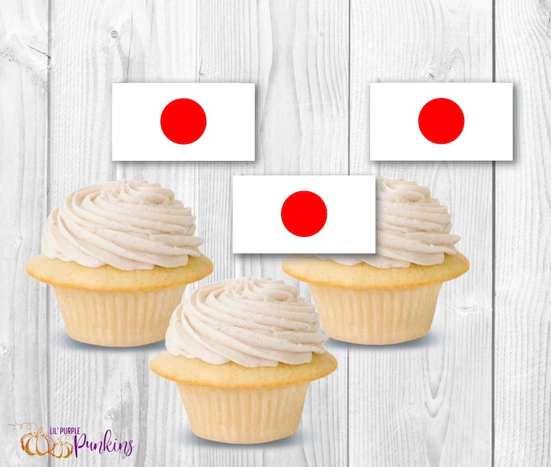 Japan Flag Cupcake Topper Instant Download Digital PDF File - Etsy