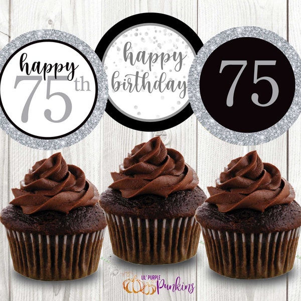 Happy 75th Birthday Cupcake Toppers - Etsy