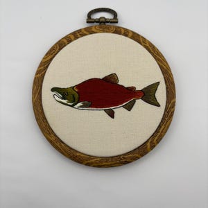 Sockeye Salmon Embroidered Wall Hanging - Etsy