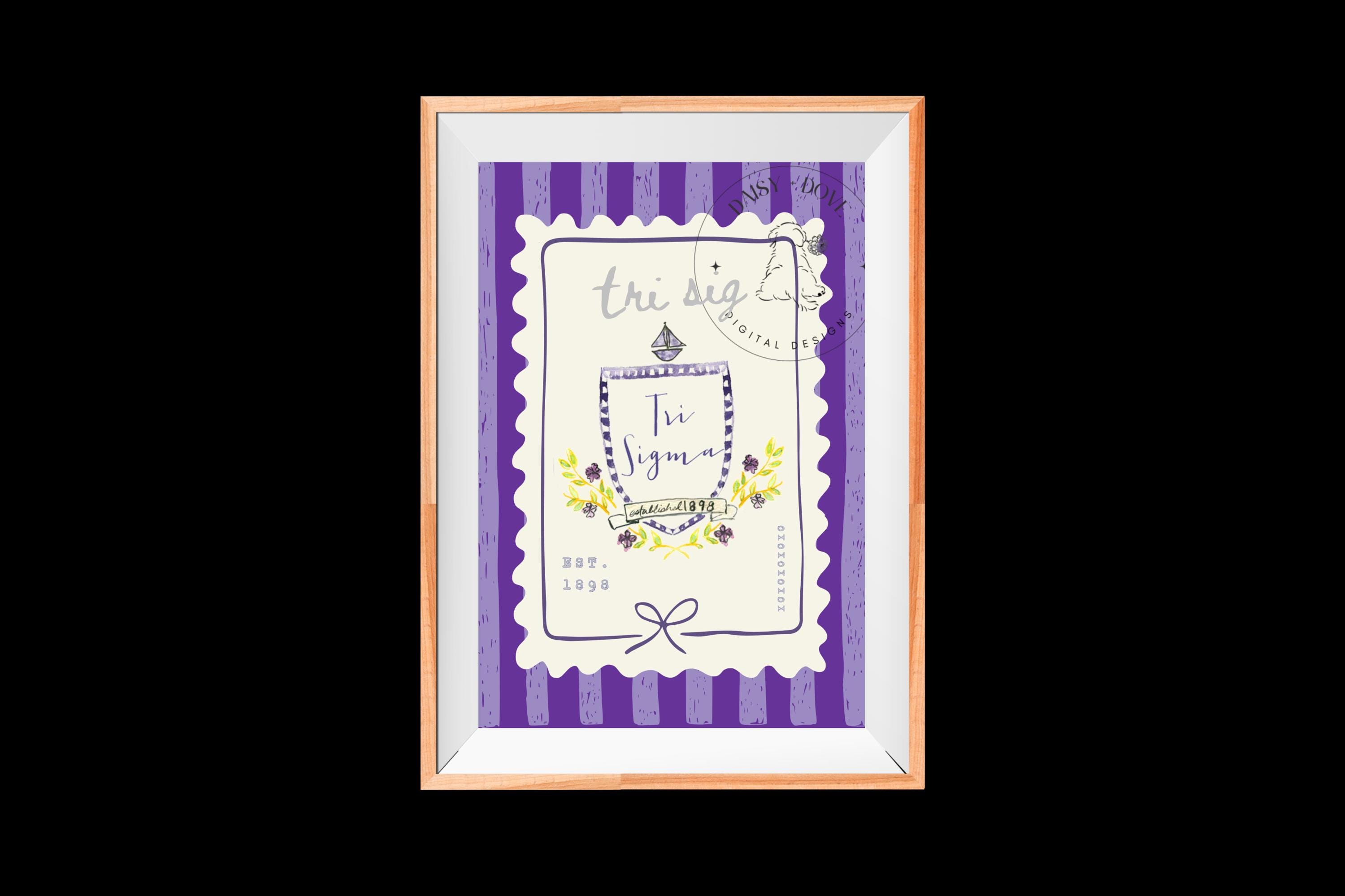 Tri Sigma Crest Printable | Sorority Dorm Wall Art | 8x10 Digital ...